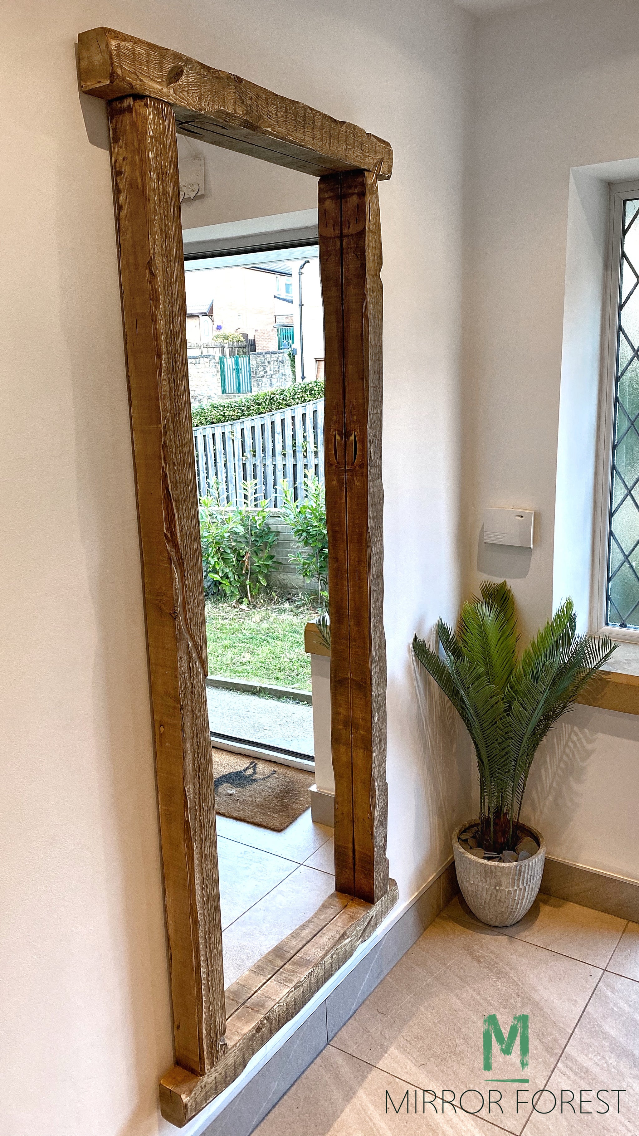 Portrait Hang Freestanding Hallway Overhang Lean Dark Oak Finish MirrorForest