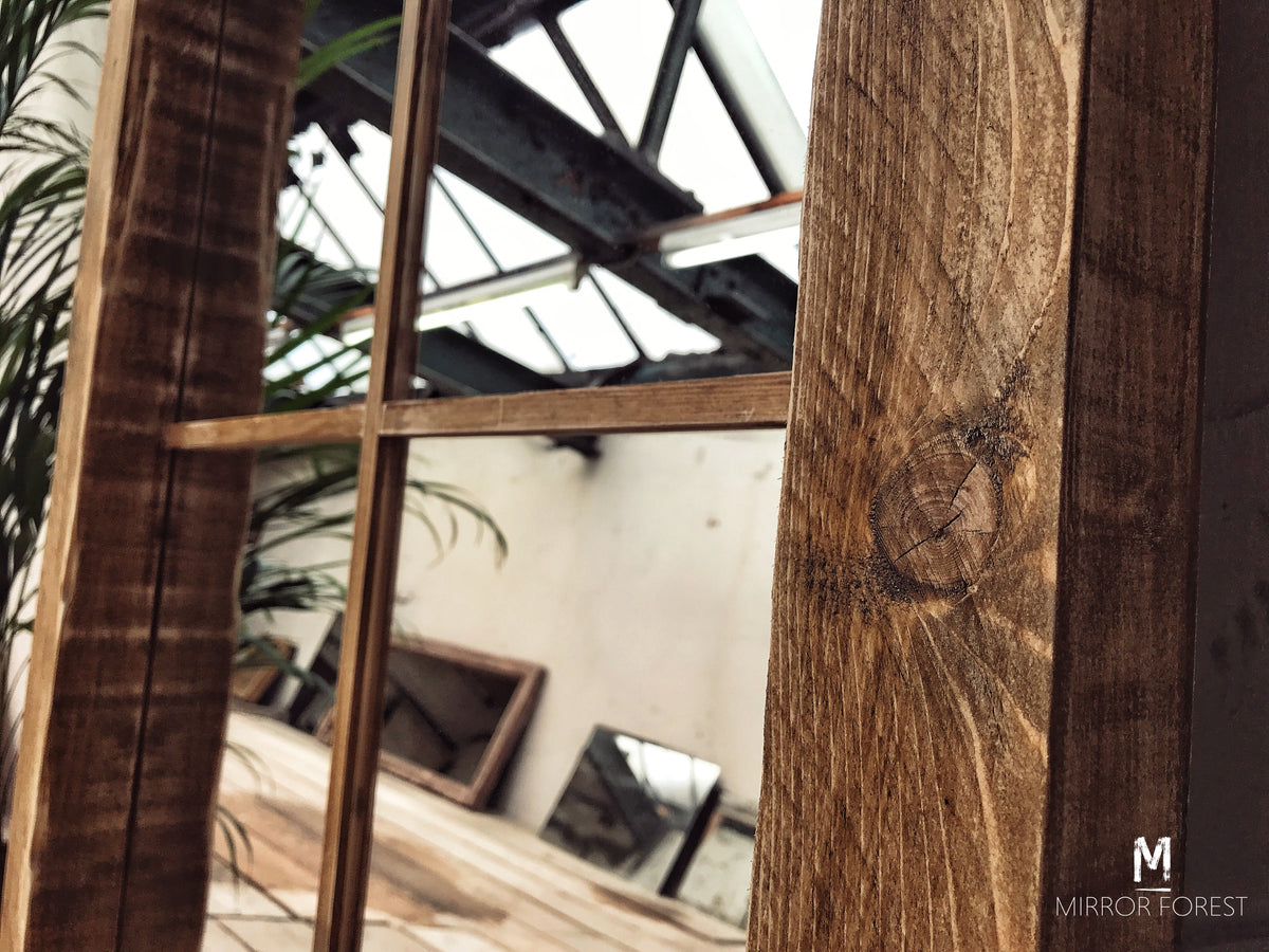 Chunky Frame Window Portrait rustic mirror - Dark Oak Finish Rustic Wi ...