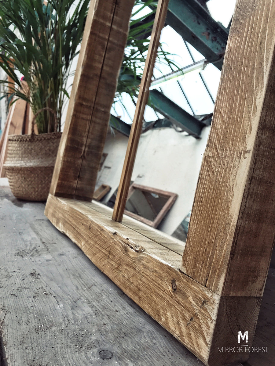 Chunky Frame Window Portrait rustic mirror - Dark Oak Finish Rustic Wi ...